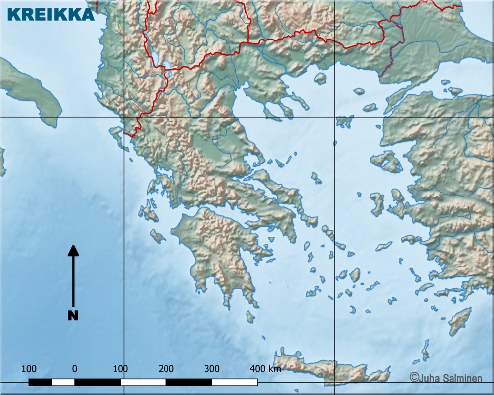 Kreikan kartta rajoilla